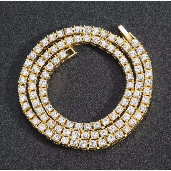 PARAGON | Jewelry | Vvs Moissanite Tennis Chain 5mm 2 Inch Gold Toned ...